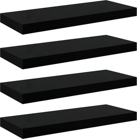 Plovoucí nástěnné police 4 ks lesklé černé 60x23,5x3,8 cm MDF 323771