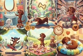 TREFL Puzzle Jezevčíkův dlouhý den / 100 dílků / 41 x 27,8 cm / věk 5+