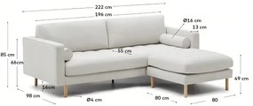 Světle šedá čalouněná dvoumístná pohovka Kave Home Debra 222 cm s podnožkou