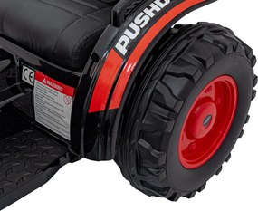 Ramiz Dětský bagr-traktor na baterie červený + pohyblivé rameno s lžící + dálkové ovládání + pomalý start + FM rádio + LED