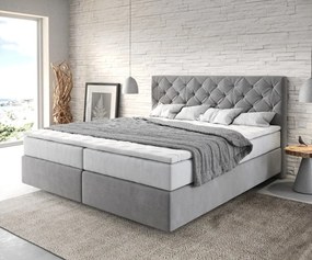 Boxspring postel Dream-Great 180x200 cm mikrovlákno šedá s taštičkovou