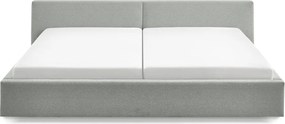Světle šedá čalouněná dvoulůžková postel s úložným prostorem s roštem 200x240 cm Cube – Meise Möbel