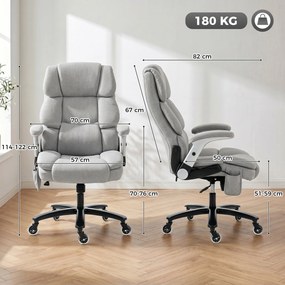 HOMCOM Kancelářská židle s airbagovou bederní opěrkou, psací židle s výklopnými područkami, taškové pružiny, světle šedá