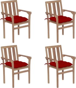 vidaXL Stohovatelné zahradní židle s poduškami 4 ks masivní teak [3073394] Barva: krémová