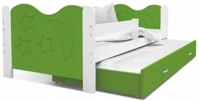Dětská postel MIKOLAJ P2 80x190 cm s bílou konstrukcí v zelené barvě s přistýlkou