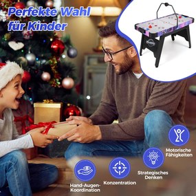 Costway 144 cm air hockey arkádový stolek air hockey s výkonným 12 V motorem