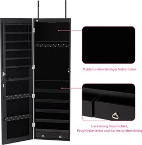 Costway Šperkovnice s LED osvětlením Šperkovnice se zrcadlem