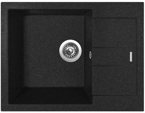 Sinks Amanda 650 Granitový dřez s odkapem oboustranné provedení, 65x50cm, granblack, TLAM65050030