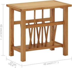 Stolek na časopisy 45 x 27 x 42 cm masivní dubové dřevo 289184