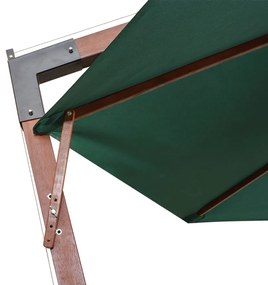 vidaXL Závěsný slunečník s dřevěnou tyčí, 350 cm, zelený