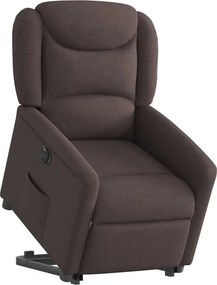 Elektrické zvedací polohovací křeslo tmavě hnědé textil 3303219