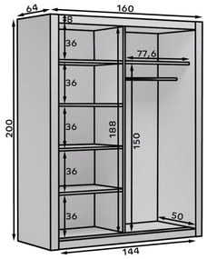 Šatní skříň s posuvnými dveřmi Morell - 160 cm Barva: Bílá