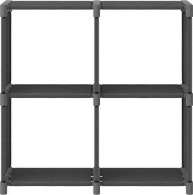 Výstavní police se 4 přihrádkami šedá 69x30x72,5 cm textil 322600