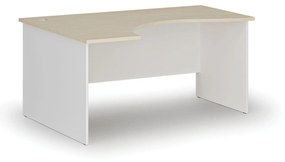 Ergonomický kancelářský pracovní stůl PRIMO WHITE, 1600 x 1200 mm, levý, bílá/třešeň