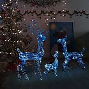 Vánoční dekorace akrylová sobí rodinka 300 LED modrá 329795