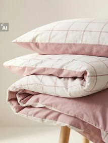 Sinsay - Oboustranná sada povlečení s kostkovaným vzorem - růžová