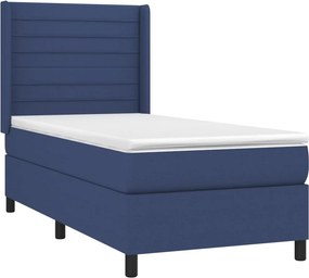 Box spring postel s matrací a LED modrá 90x190 cm textil 3138363