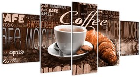 Káva s croissantem - obraz