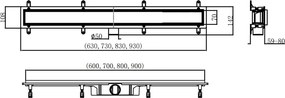 Mexen Flat Abs Flat ABS liniový odtok 2v1 70 cm, inox - 1069070