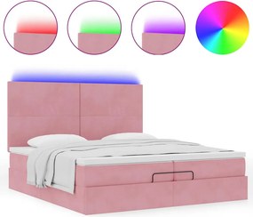 Osmanský rám postele s matrací růžová 200x200cm samet 3314275