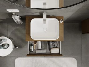 Mexen Rivel koupelnová skříňka pod umyvadlo 70 cm s deskou, 2 zásuvky, drážkovaná, ořech - 91A20-07047-2-BFFC86