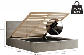 Postel WASTO 160x200 růžová s úložným prostorem