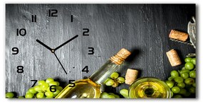 Wallmuralia Skleněné hodiny na stěnu Bílé víno a ovoce 60x30 cm