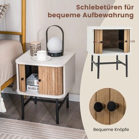 Costway Noční stolek s posuvnými dveřmi s úložným prostorem – – 40 × 39 × 49 cm