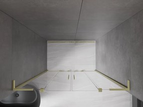 Mexen Velar L Duo, posuvné sprchové dveře do otvoru 160 cm, 8mm čiré sklo, zlatá matná, 871-160-003-02-55