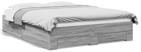 Rám postele se zásuvkami šedý sonoma 150 x 200 cm kompozit,  3280382