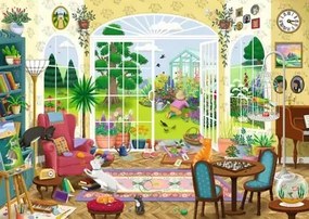 RAVENSBURGER Puzzle Pokoj s výhledem do letní zahrady / 1000 dílků / 7