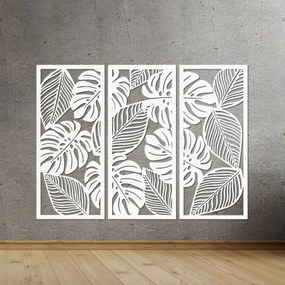 Dřevěný trojdílný obraz monstera – Dekorace do interiéru | SENTOP PR0523