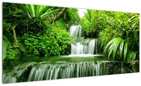 Vodopád v přírodě, obraz (100x40cm)