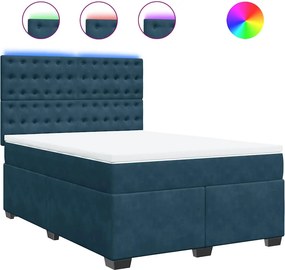 Box spring postel s matrací modrá 160 x 200 cm samet 3293270
