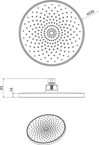 Sapho hlavová sprcha 220 mm plast černá mat SK852B