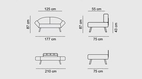 2-místná pohovka Genzo 177 cm hnědá