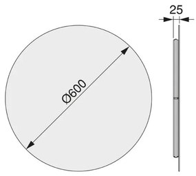 Zrcadlo kulaté s LED osvětlením, 600x25 mm