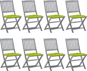 vidaXL Skládací zahradní židle s poduškami 8 ks masivní akácie [3078310] Barva: Jasně zelená