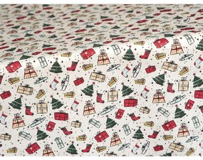 SCANquilt ubrus VÁNOCE dárky smetanová 140 x 180 cm