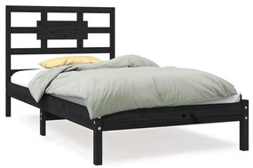 Rám postele černý masivní dřevo 90 x 200 cm,  3105654
