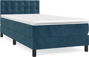 Box spring postel s matrací tmavě modrá 90x200 cm samet 3141525