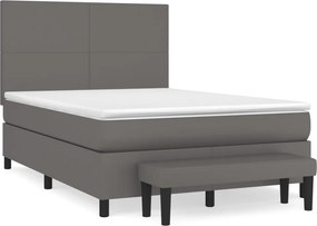 Box spring postel s matrací šedá 140 x 190 cm umělá kůže 3137543