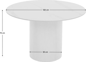 Jídelní stůl, bílý mramor/MDF, průměr 120 cm, MAHIR TYP 1