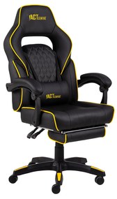 Regulowany fotel gamingowy z podnóżkiem Czarno żółte WISHY