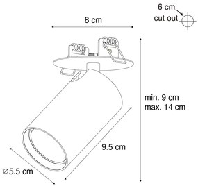 Moderní zapuštěné bodové svítidlo tmavě bronzové GU10 50 mm - Chels