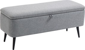 HOMCOM Lavice s úložným prostorem, nosnost až 150 kg, čalouněná lavice do obývacího pokoje, předsíně a ložnice, ocelové nohy, 101x38.5x44.5cm