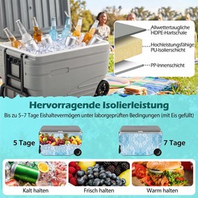 Costway Přenosný chladicí box na kolečkách Izolovaný box odolný vůči