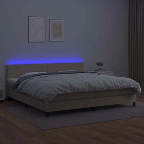 Box spring postel matrace a LED cappuccino 200x200cm umělá kůže 3134128