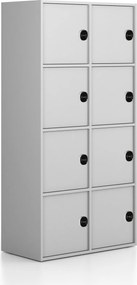 Kancelářská skříň FRAME, 8x dveře, 872 x 450 x 1735 mm, RFID zámek, šedá