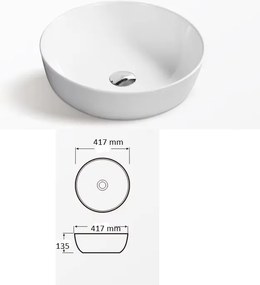 Gamma Bona, umyvadlo na desku 417x417x135 mm, bílá lesklá, GMA-UC-BONA